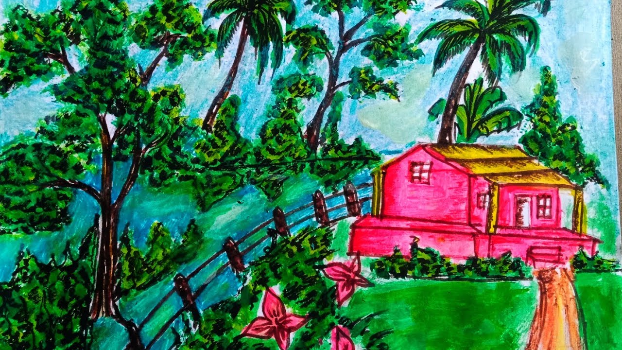 Easy Abstract Landscape painting Demo /For Beginers /@PriyAArtStudio ...