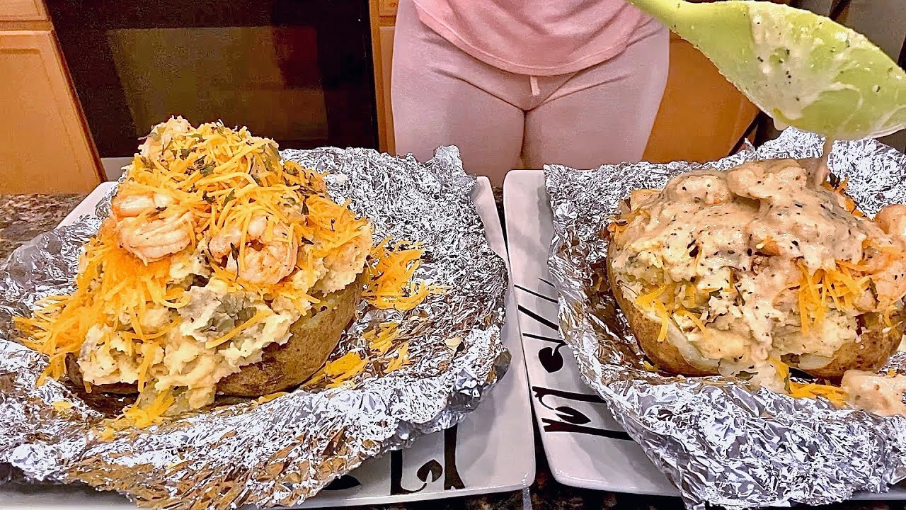 I followed Ray Mack’s loaded shrimp 🍤 baked potato recipe 🥔 Overloaded ...