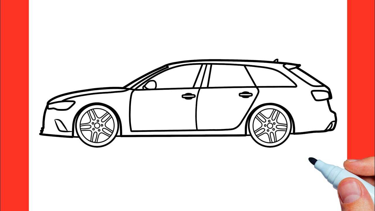 How To Draw Audi Rs6 Car Step By Step Youtube