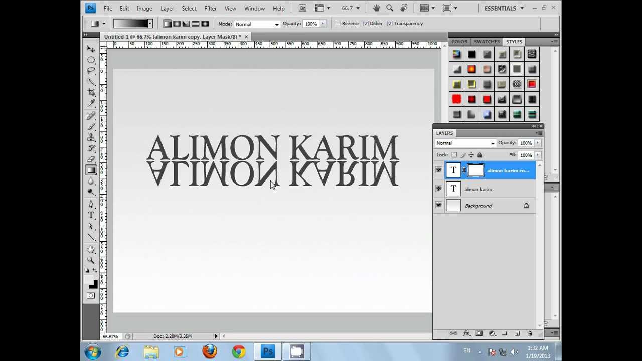 REFLECTION TEXT (ADOBE PHOTOSHOP BANGLA TUTORIAL PART-22) - YouTube