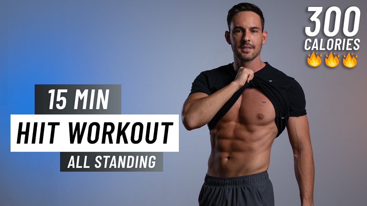 15 Min Fat Burning HIIT Workout - ALL STANDING - (No Equipment, No ...