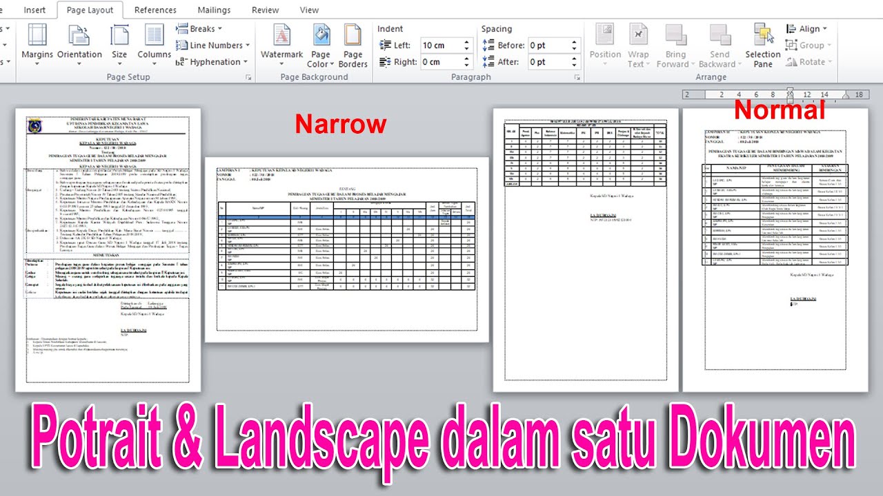 Cara membuat tampilan Potrait dan Landskep dalam satu file - YouTube