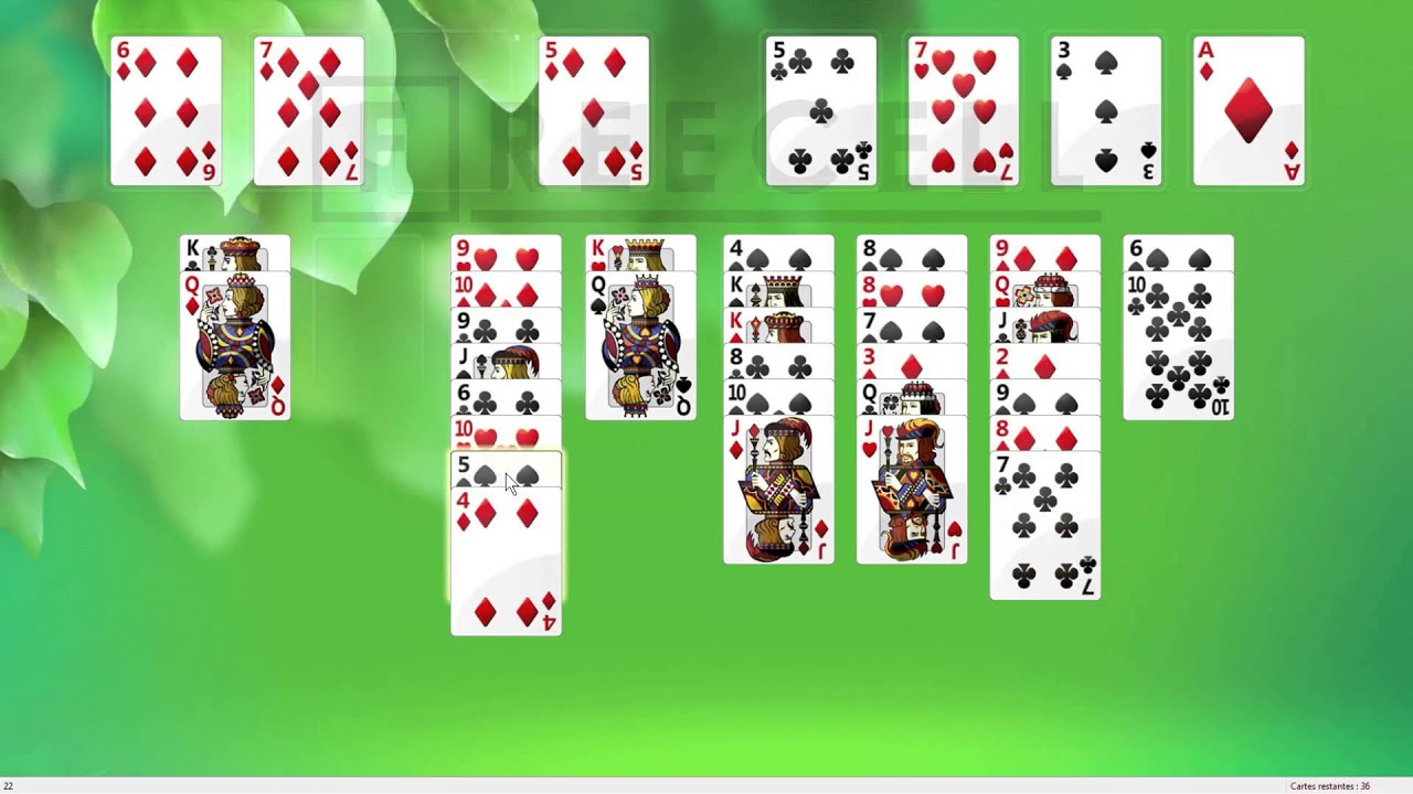Solution to freecell game #22 in HD - YouTube