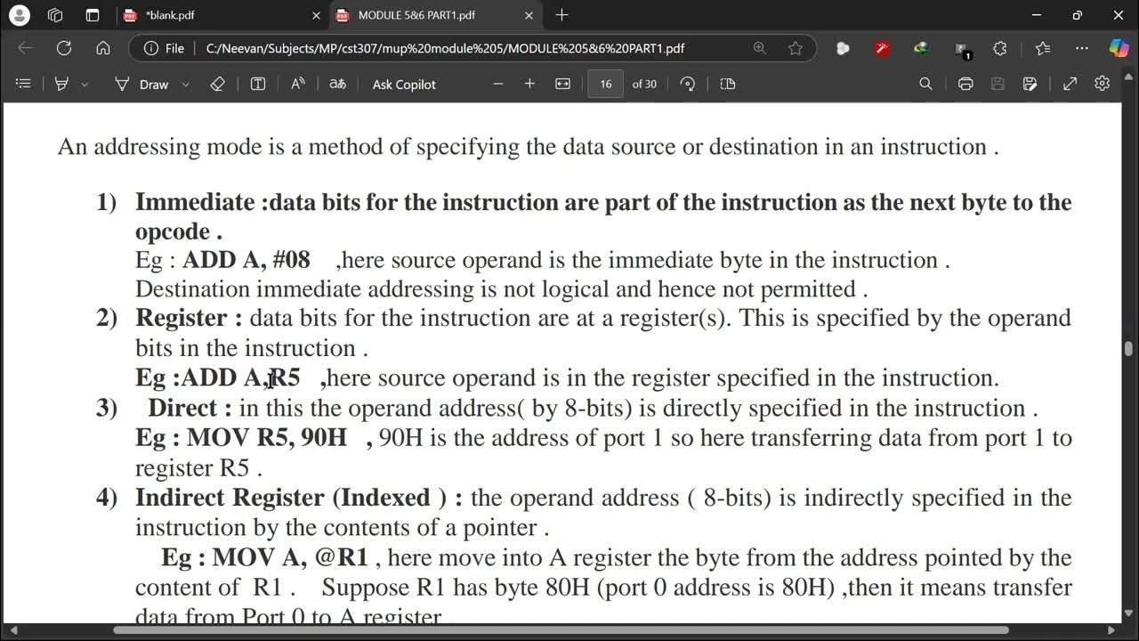 8051 Addressing modes - YouTube