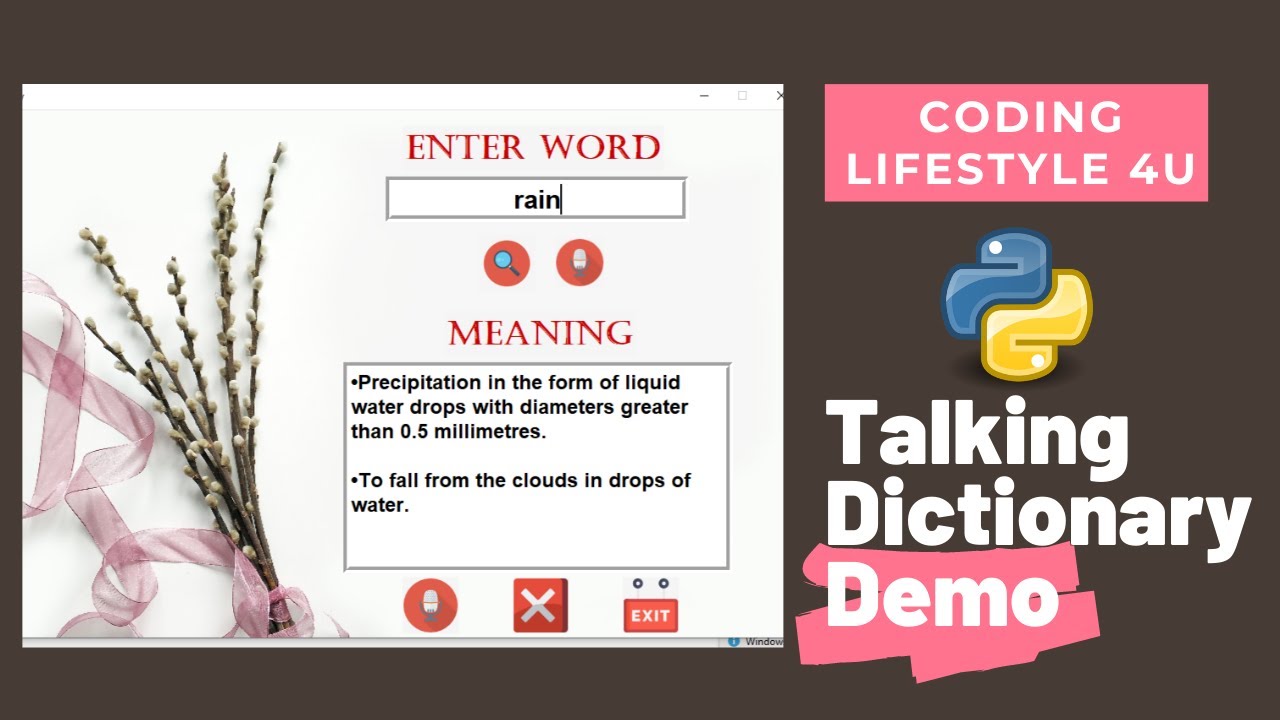 Talking Dictionary Demo Python Gui Project Youtube