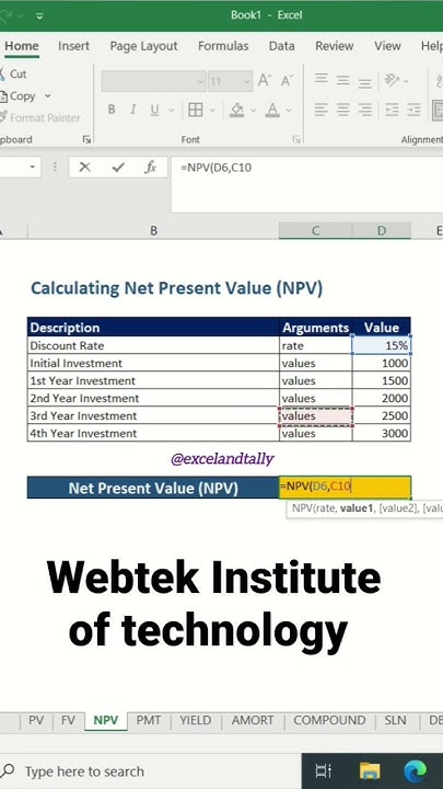 calculating net present value in Ms Excel.. Bhavana ma'am #msexcel #netvalue.. #excel #computer ...