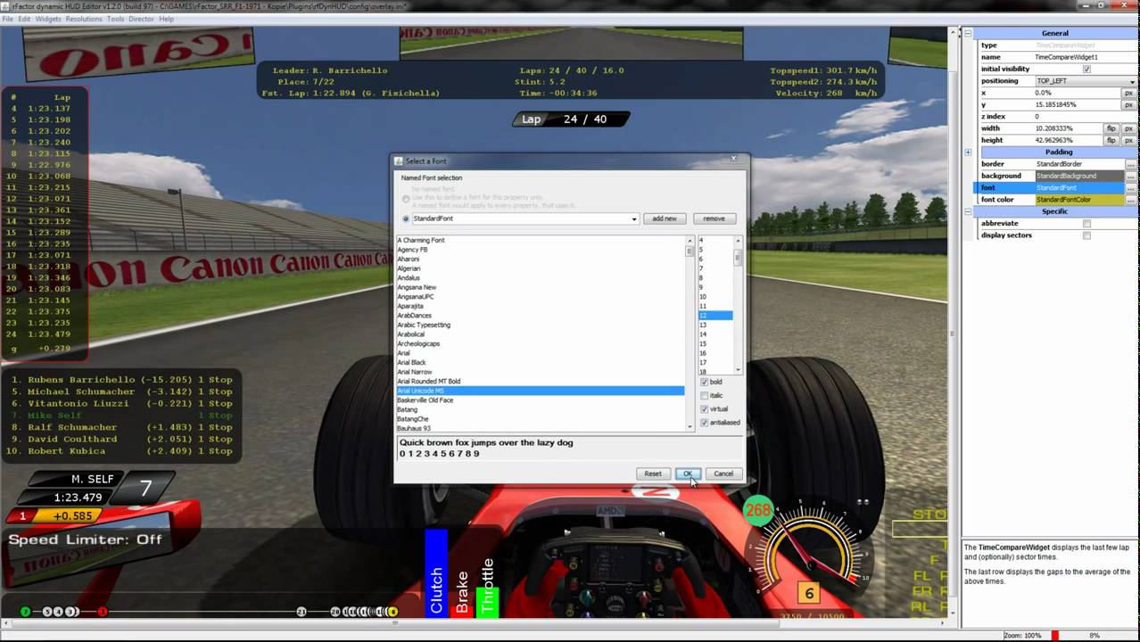 rfDynHud for rFactor - Short demonstration of the included Editor - YouTube