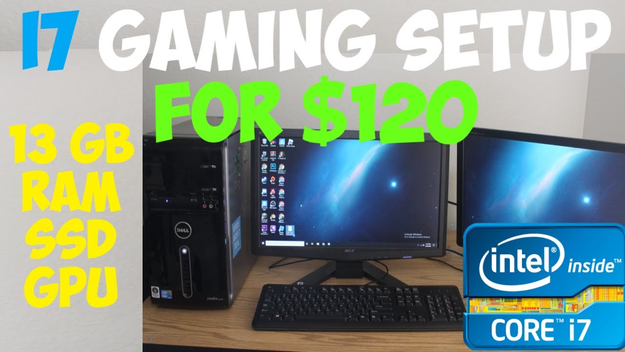 ($120) ENTIRE GAMING COMPUTER SETUP for CHEAP! I7 13GB RAM SSD GPU ...