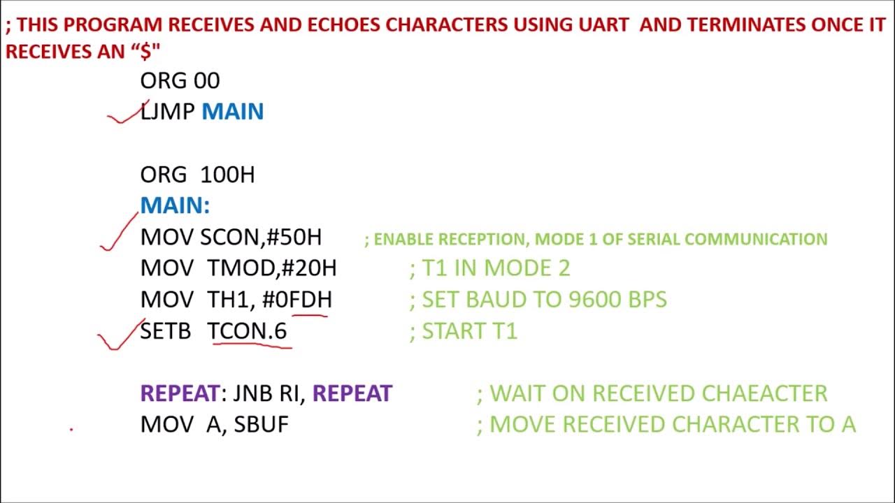 Serial Receiver Program 8051 | Simulation using keil | UART receiver ...