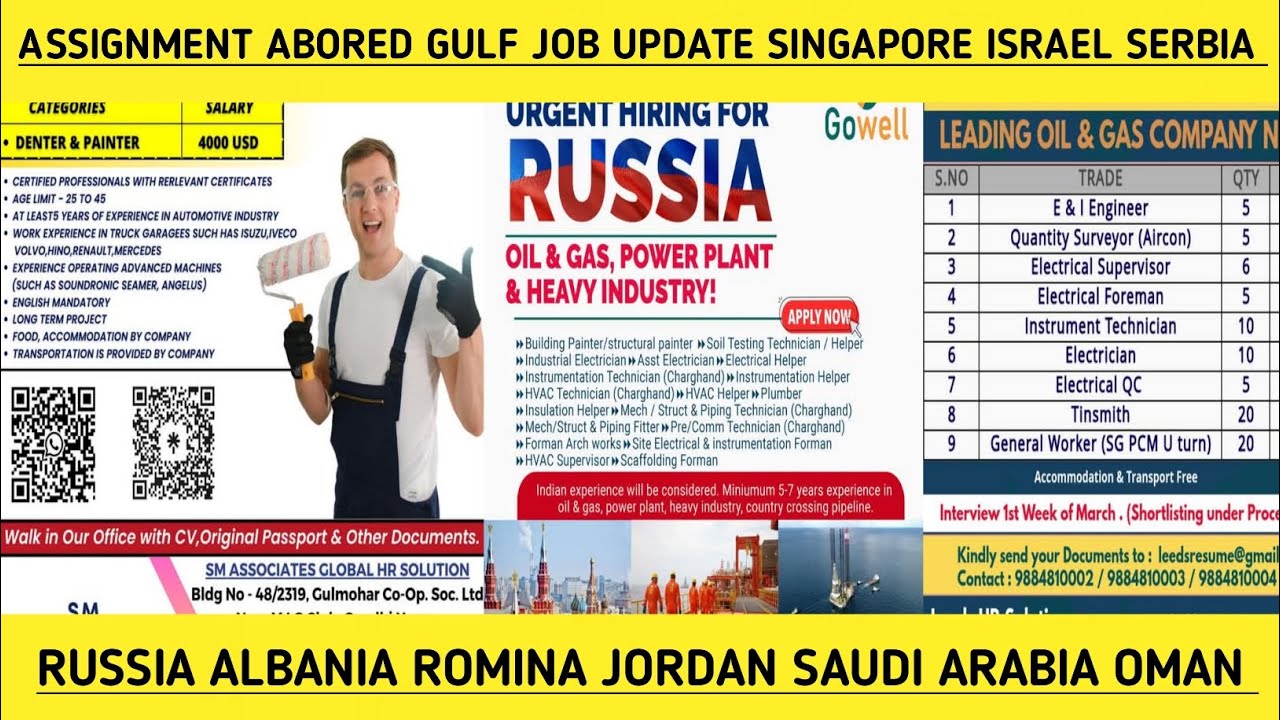 Assignment Abored Gulf Job Update Singapore Israel Serbia Russia ...