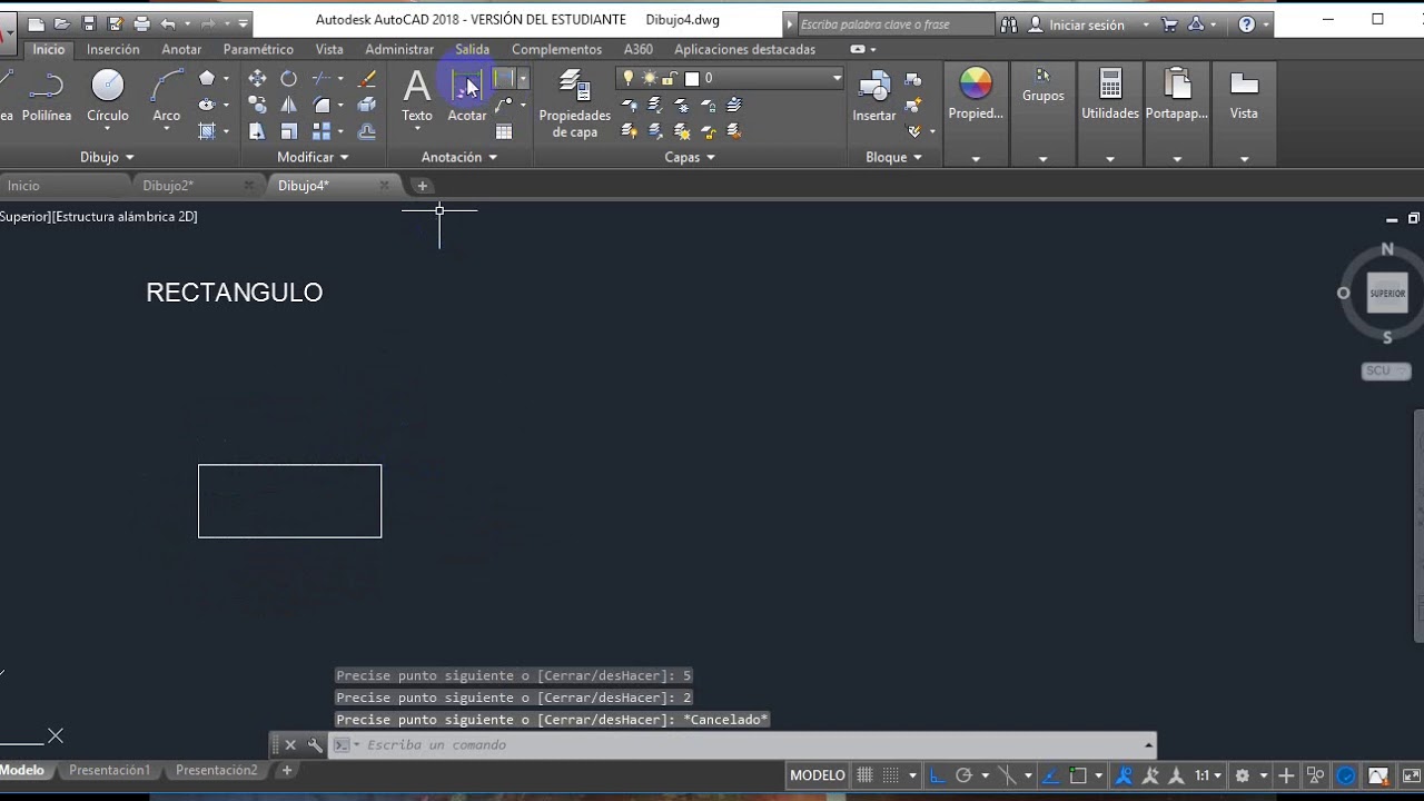 RECTANGULO - AutoCAD 2018 - YouTube