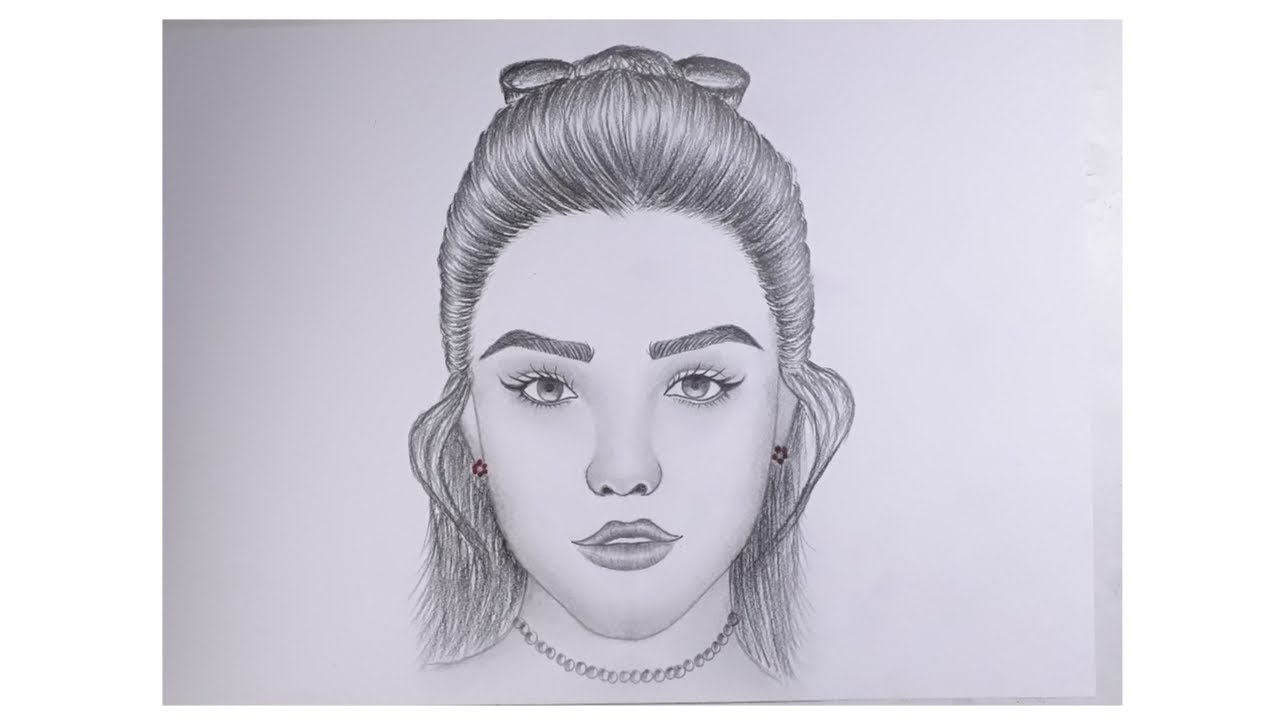 How to draw a girl face || Tutorial face sketch - YouTube