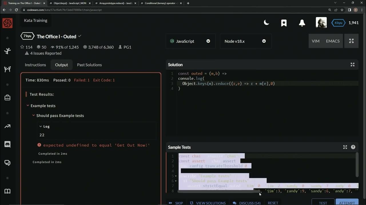 Learn Javascript Codewars 7 Kyu Season 2 The Office I Youtube
