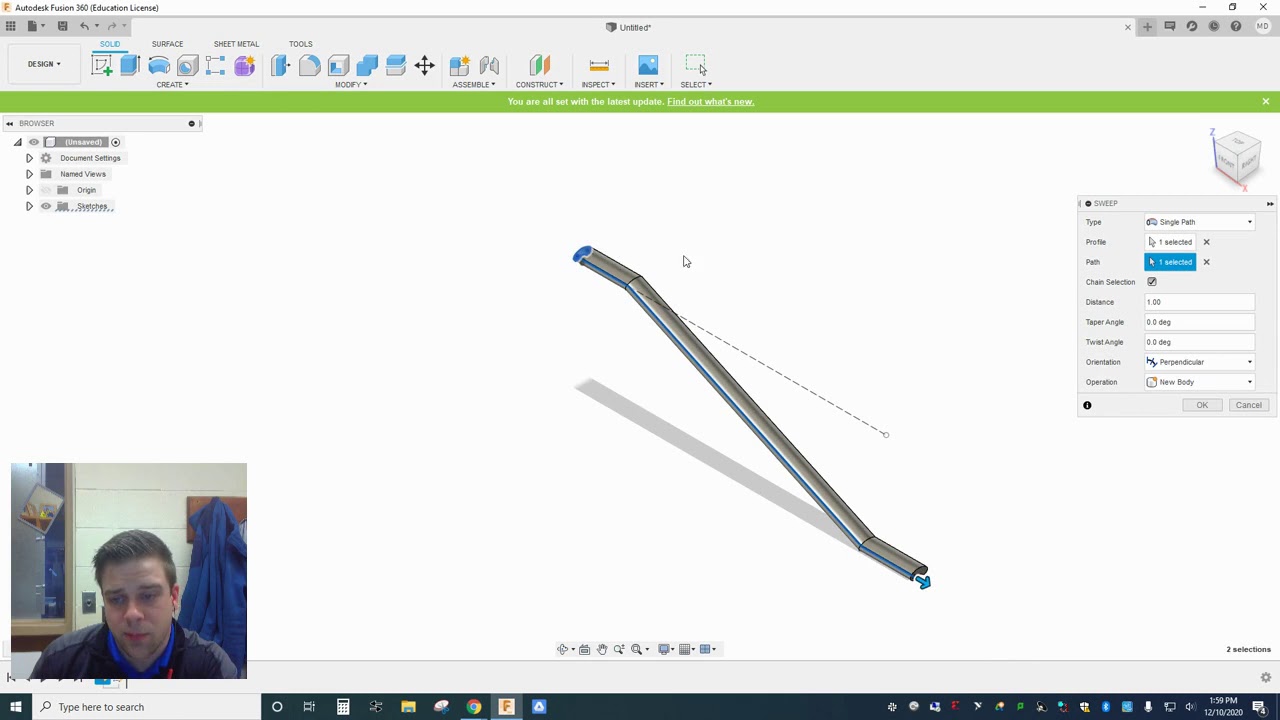 Sweep Tool in Fusion 360 - YouTube