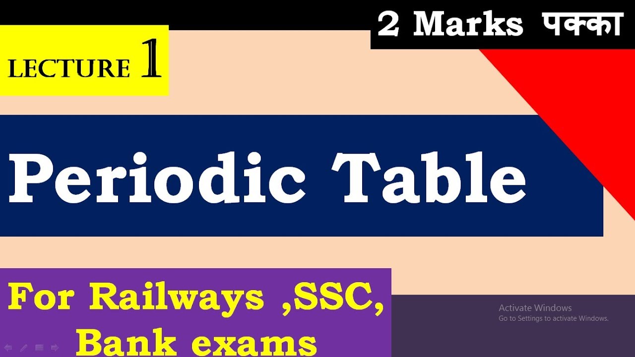 PERIODIC TABLE CONCEPTS FOR RAILWAY AND SSC EXAMS - YouTube