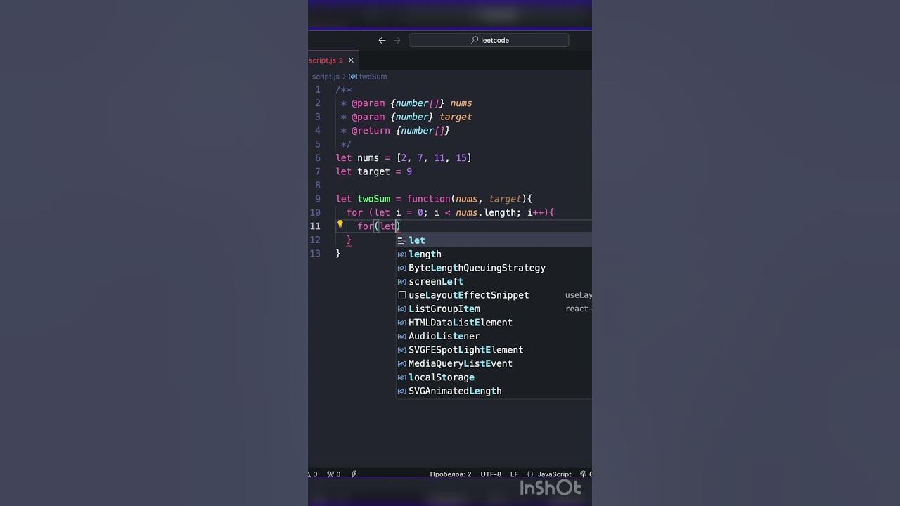 Javascript Two Sum Leetcode Youtube