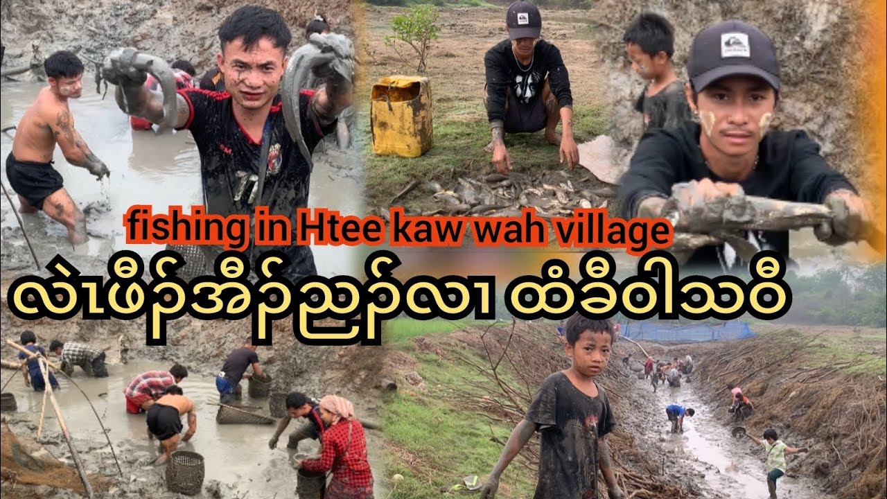 လဲၤဖီၣ်အီၣ်ညၣ်လၢထံခီဝါသ၀ီ Fishing inhtee kaw wah village - YouTube