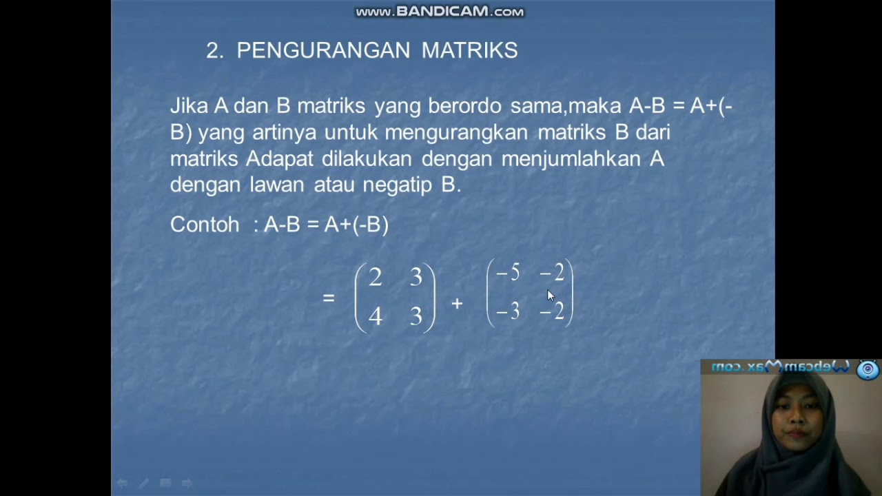 Vidio Pembelajaran Jarak Jauh (Materi Operasi Matriks SMA Kelas XI ...