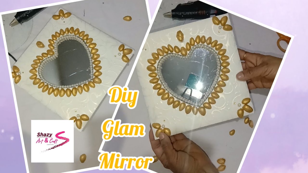 diy mirror decor with pista shell | wall hanging pista shell easy craft ...