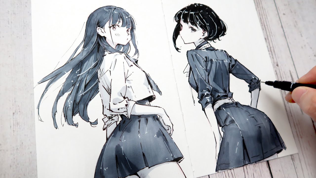 Drawing using a reference back view #asmr #drawing #art - YouTube