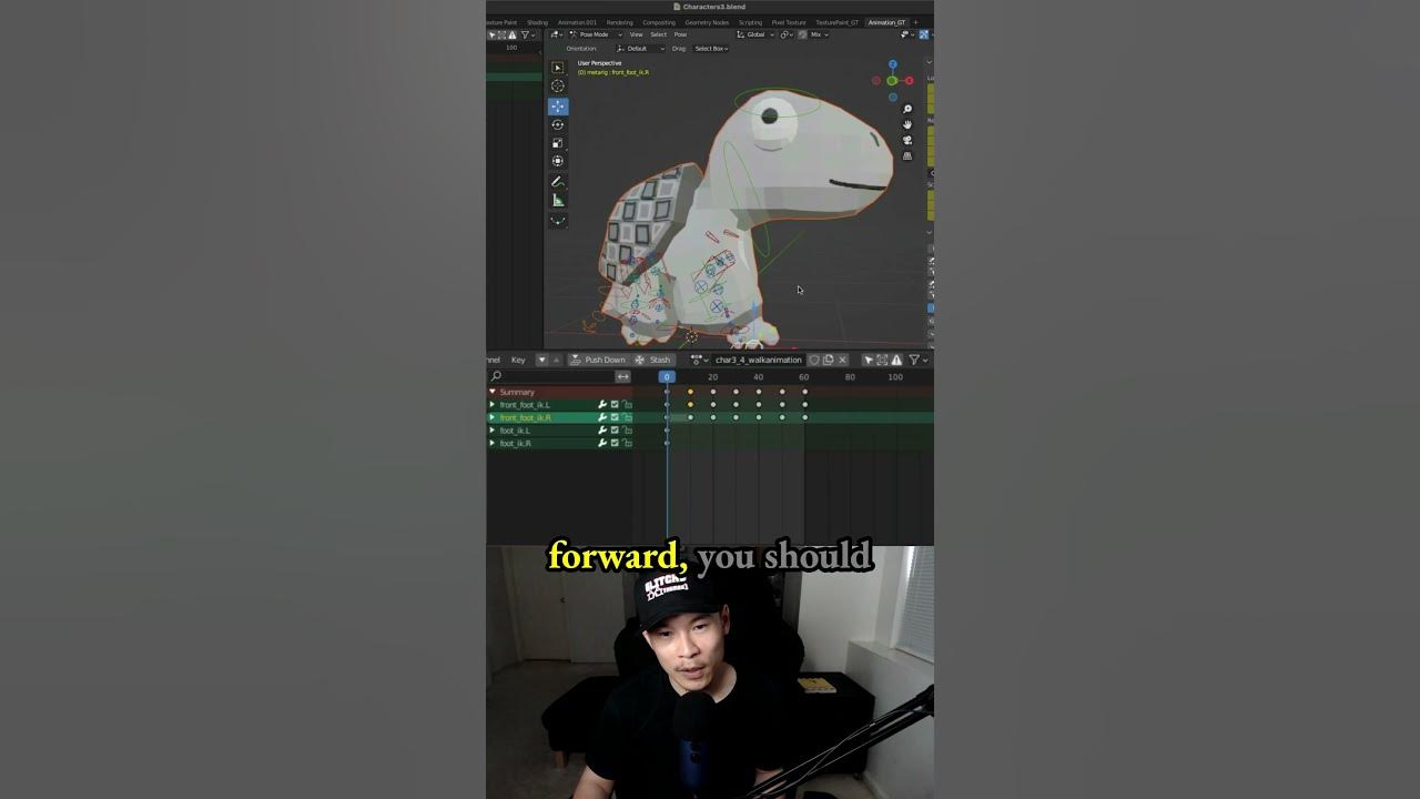 Fix Animation Loop & Keyframes Optimization - making a 3d game character in Blender -3.4 Dino ...