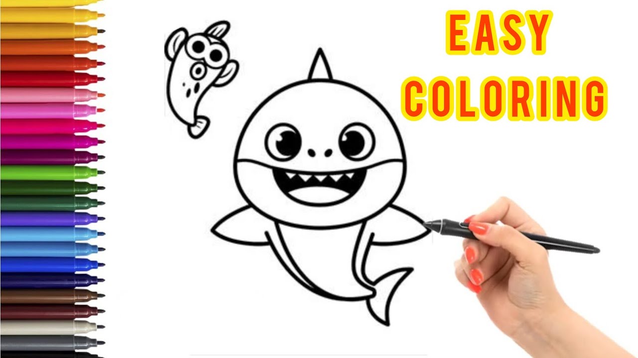 Drawing Easy babyshark for Kids;Step by Step Draw Baby Shark for ...