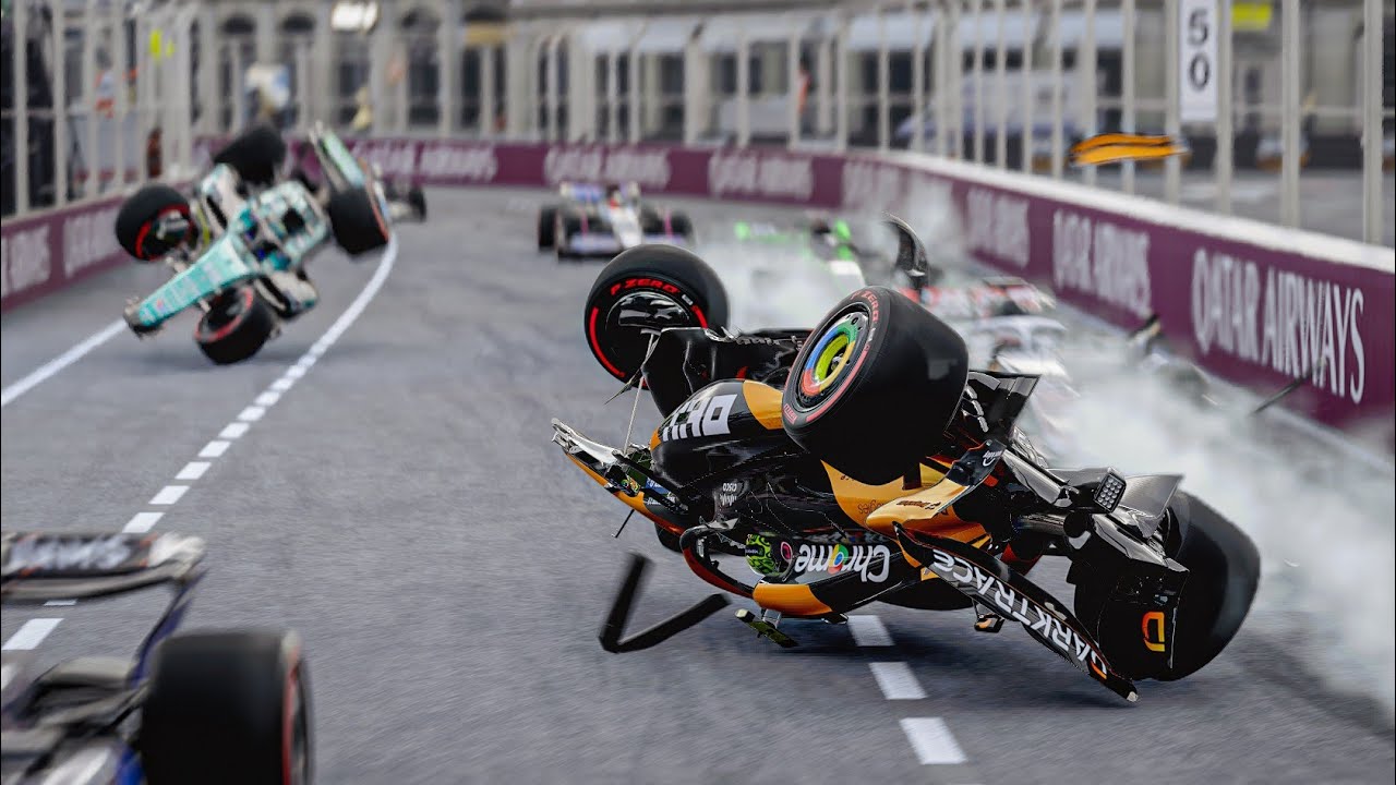 F1 24 𝗥𝗘𝗔𝗟𝗜𝗦𝗧𝗜𝗖 CRASH COMPILATION 💥 - YouTube