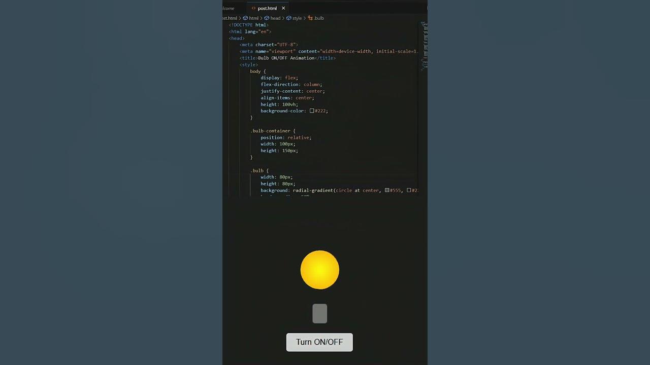 Bulb 💡 Animation Coding Htmlcss Javascript Youtube
