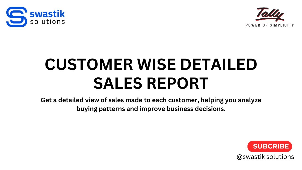 CUSTOMER WISE DETAILED SALES REPORT | TALLY ADD ON MODULE - YouTube