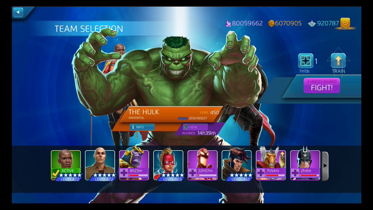 Marvel Puzzle Quest (MPQ) 5* Immortal Hulk - Thor - Okoye - YouTube