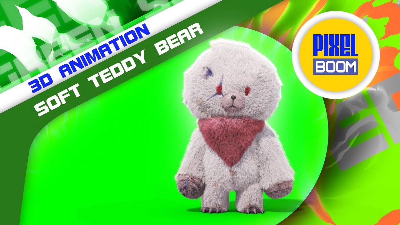 Green Screen Soft Teddy Bear 3D Animation PixelBoom - YouTube