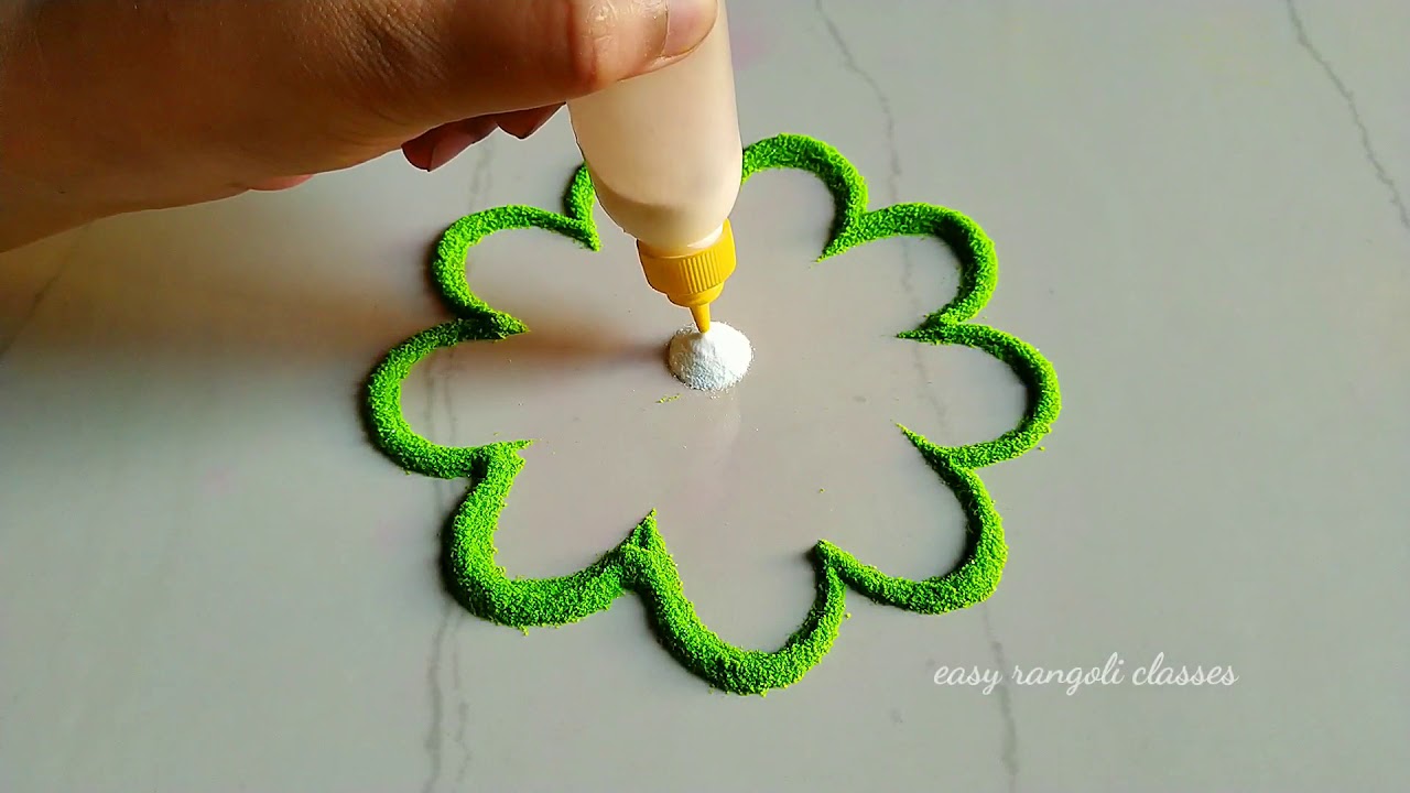 Easy quick and small rangoli design by easy rangoli classes - YouTube