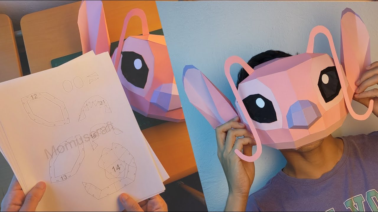 How to make an Angel Mask out of paper (Lilo and Stitch) - DIY Pink ...