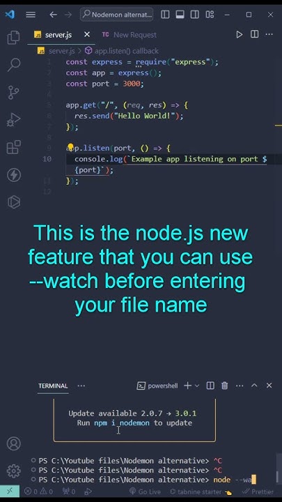 Nodemon alternative #programming #trending #webdevelopment #nodejs #tips #best #shorts - YouTube