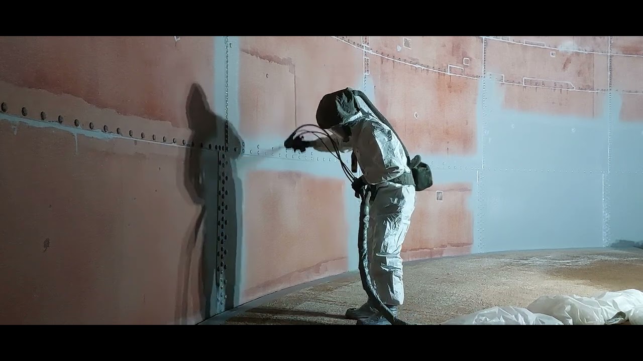 Stripe Coating Bolts in a glass fused to steel tank with polyurea - YouTube