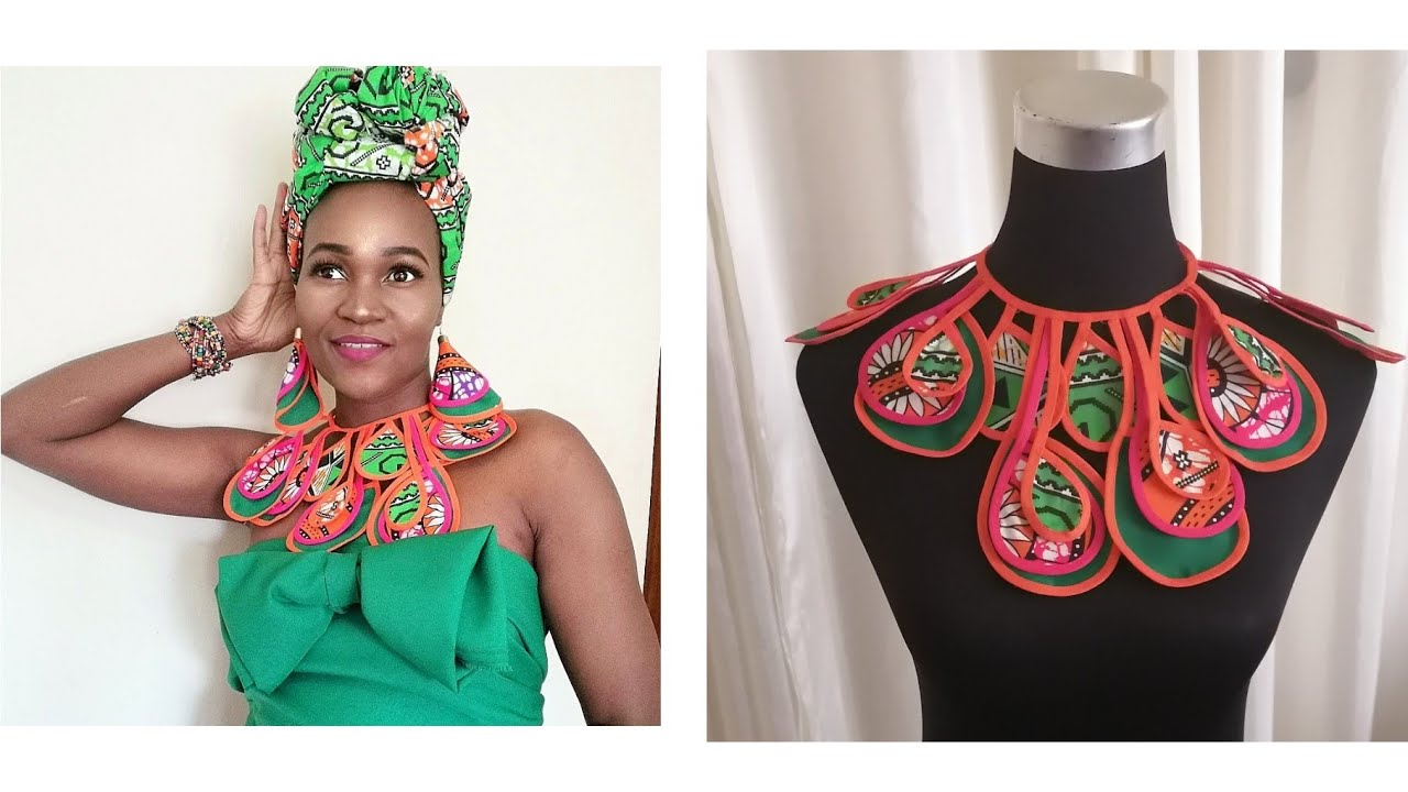 DIY Beautiful Statement AFRICAN PRINT NECKLACE- BEAUTARIE - YouTube