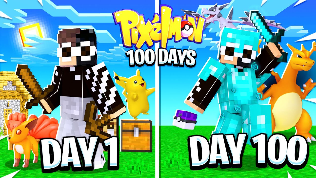 I SPENT 100 DAYS IN MINECRAFT PIXELMON! (Minecraft Pokemon) - YouTube