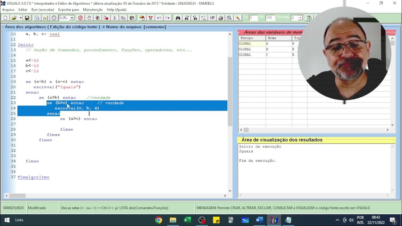Estrutura Condicional Encadeada - Lógica de programação #VisualG # ...