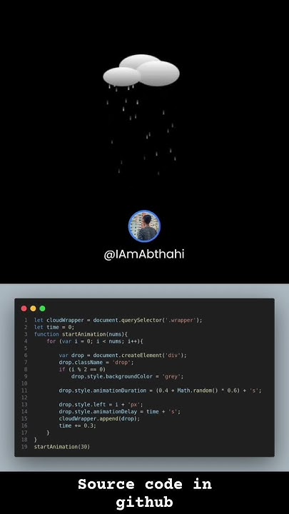 Rain Drop Simulation using Javascript. #coding #javascript #programming ...