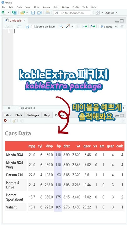 R 프로그래밍 / R 기초 - 테이블을 예쁘게 출력해봐요 - kableExtra 📋 R프로그래밍 | 데이터분석 | 데이터사이언스 | Shorts - YouTube