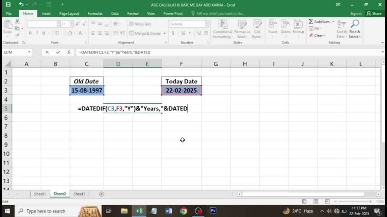 Excel DATEDIF Formula se DOB nikale | Date of birth nikale | Akash Rathore - YouTube