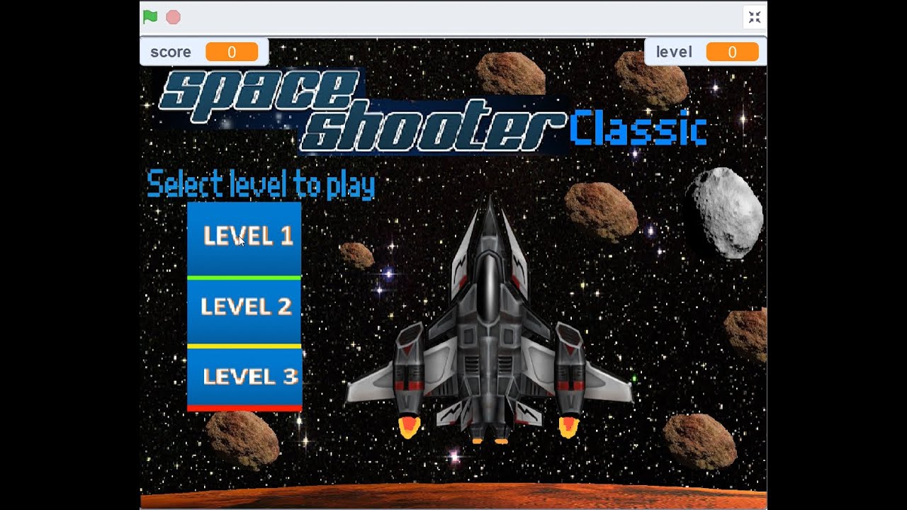 space shooter classic game on scratch - YouTube