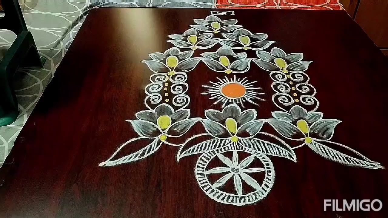 Radham muggu.. flower Rangoli.. radhasaptami - YouTube