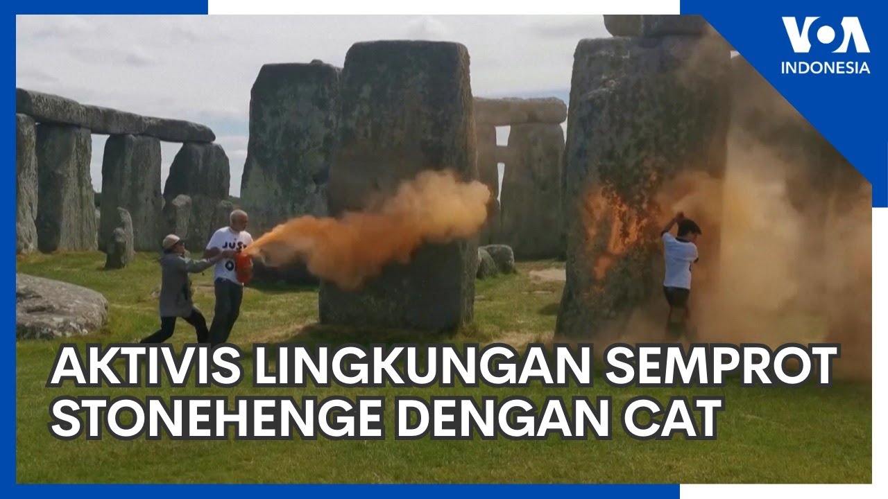 Aktivis Lingkungan Semprot Stonehenge dengan Cat Oranye - YouTube