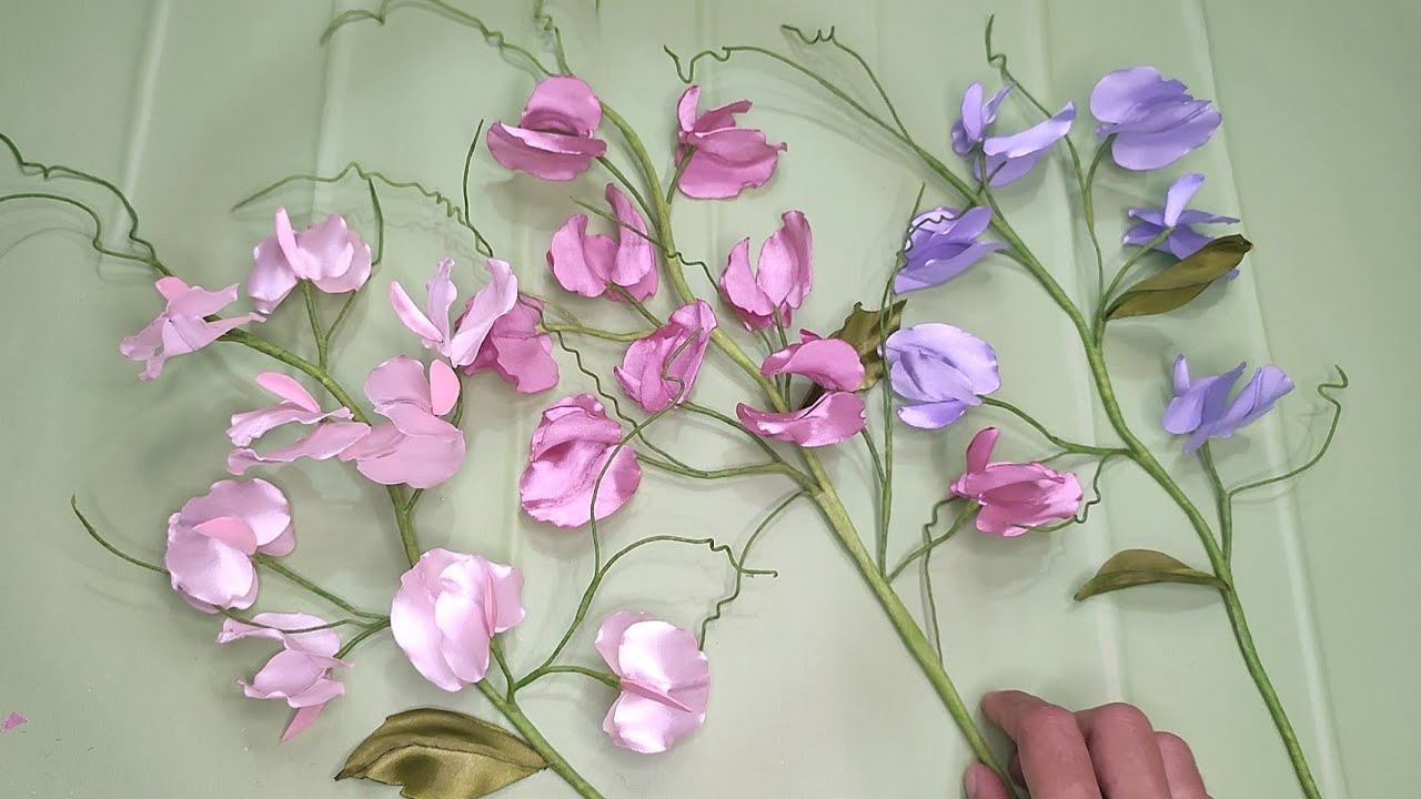 DIY| How To Make Sweet Pea Satin Ribbon Flower Easy - YouTube