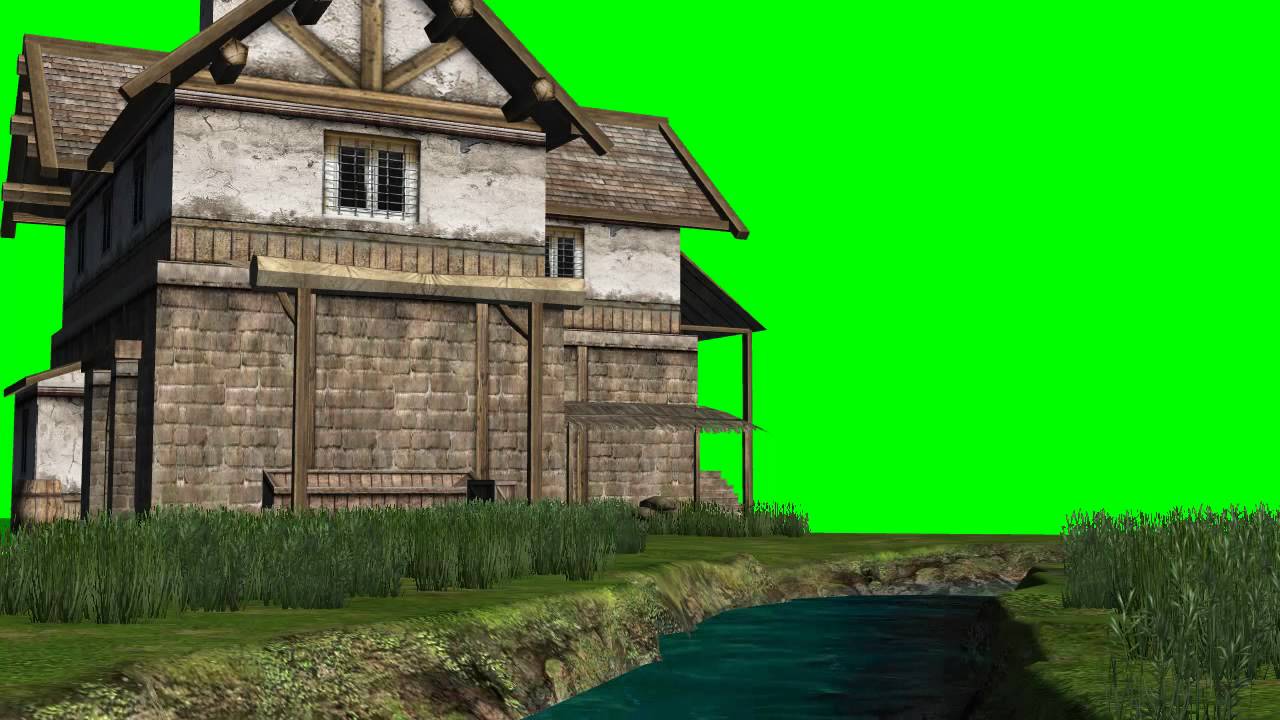 river with an old house - green screen effects - free use - YouTube