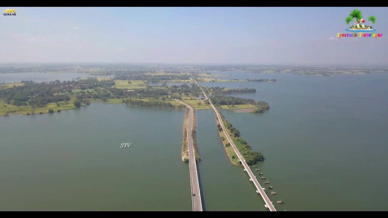 Aerial of Scenic Drive through KRS Dam Backwaters - Mysore to Kukke ...