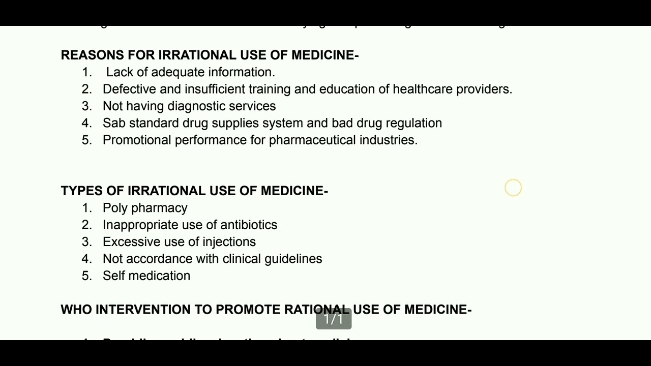 Rational use of medicine, Type of irrational use of medicine#studypool ...