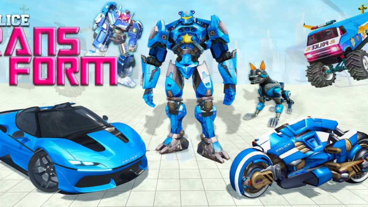 Robot Berubah Jadi Mobil Balap Polisi Dan Pesawat | Car Police Robot ...