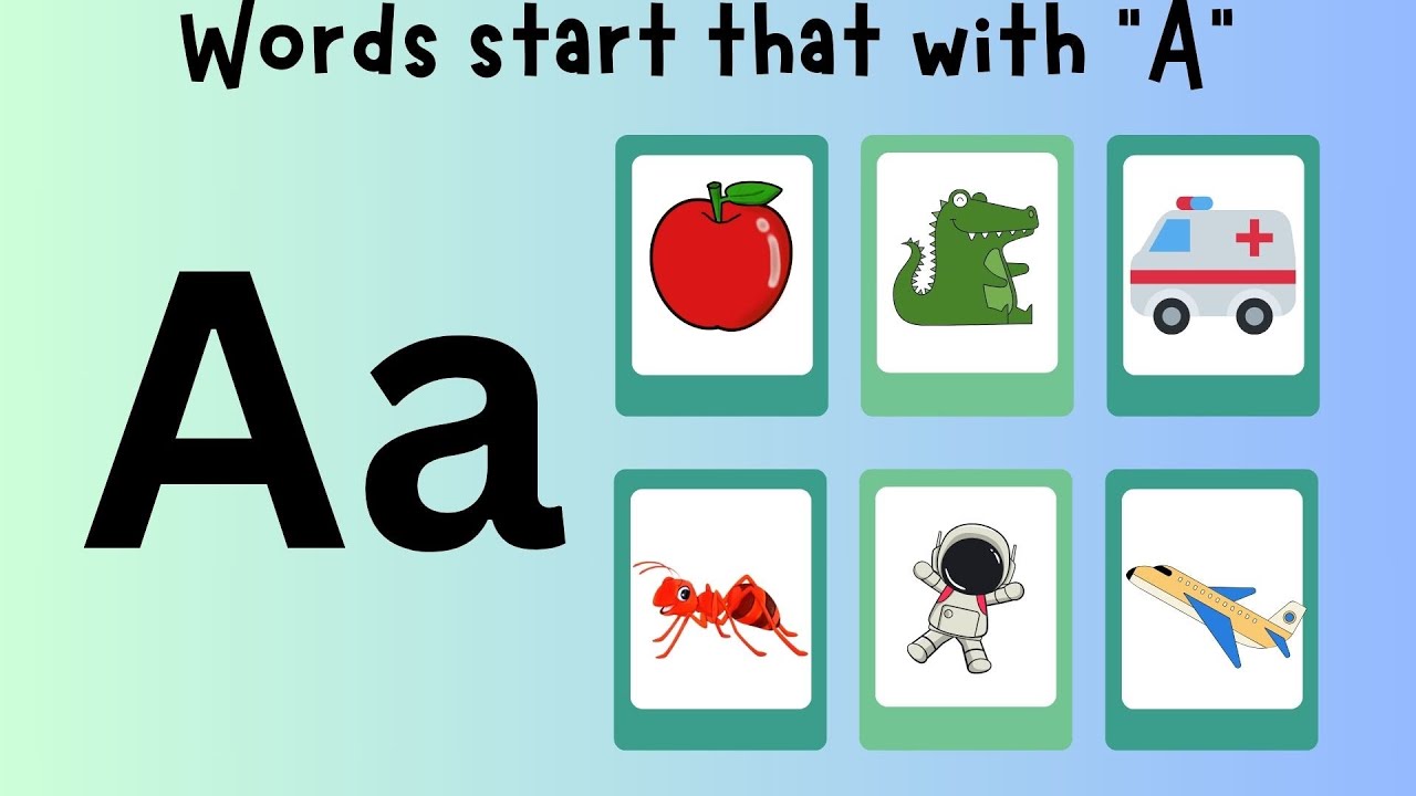 A Words | Writing letter A | A words for kids | Capital letter A ...